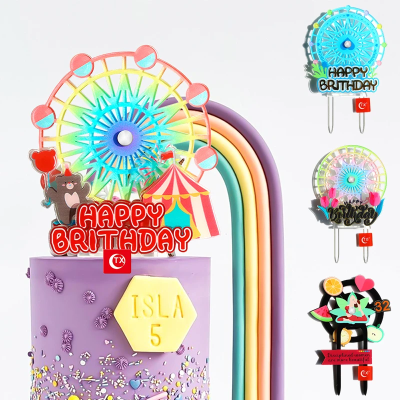 3D Ferris Wheel Cake Topper Children's Favorite Unicorn Happy Birthday ...