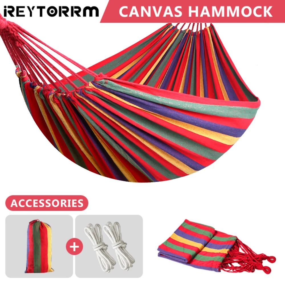 Canvas-Hammock-Full-Cotton-Comfortable-Fabric-Portable-Single-Double ...