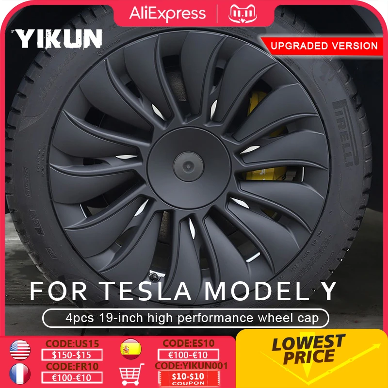 4pcs For Tesla Model Y 19 Inch Hub Cap Performance Wheel Caps ...