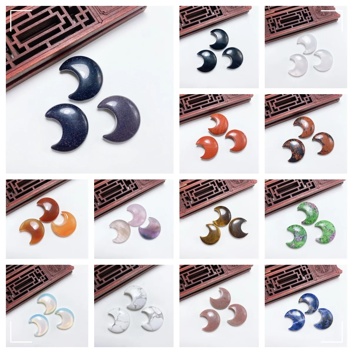 30mm Crystal Carved Moon Gemstones Natural Quartz Stone Mineral Crystal ...