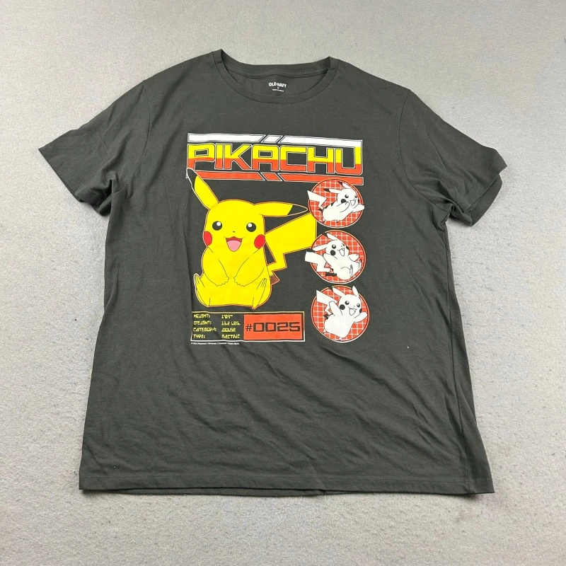 Pokémon Pikachu Shirt Men Fashion Loose Summer Street Sports Comic ...