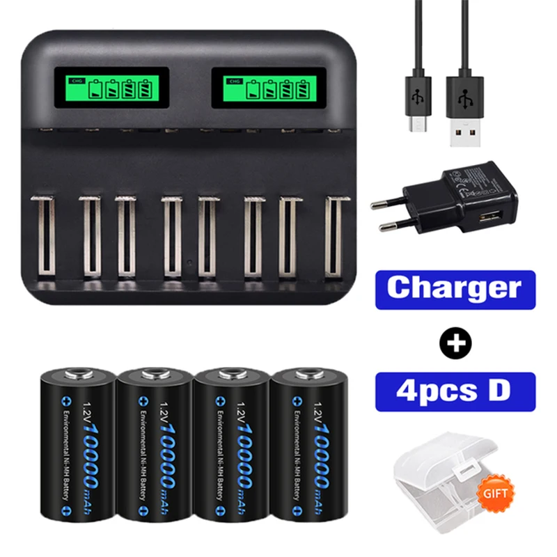 CITYORK 1.2V LR20 D Size Rechargeable Battery 10000mAh Type D R20 NIMH ...
