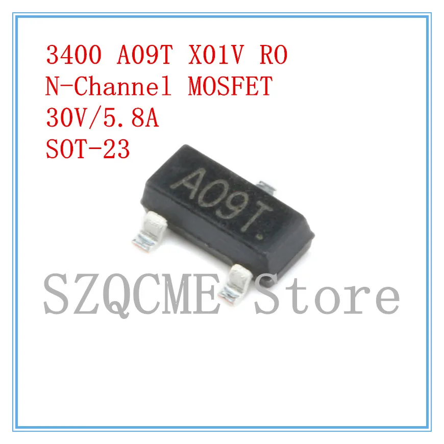 20PCS AO3400 3400 A09T R0 X01V N-Channel MOSFET 30V 5.8A Enhancement-Mode MOSFET SOT-23 SMD ...