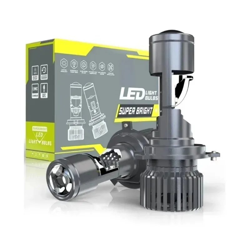2PCS H4 LED Projector Mini Car Headlight Bulbs 6000K LED Mini Lens ...