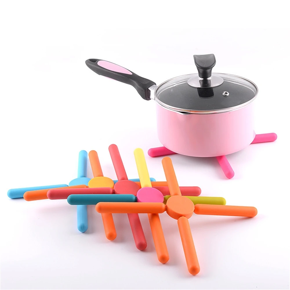 10pcs Foldable Silicone Trivets Expandable Collapsible Hot Pot Coasters ...