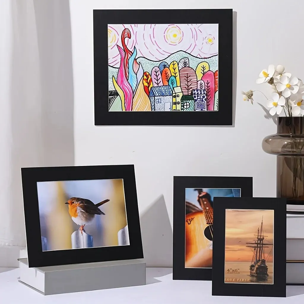 1pc-One-piece-Two-way-Stand-Cardstock-Picture-Frame-Home-Decor-Black ...