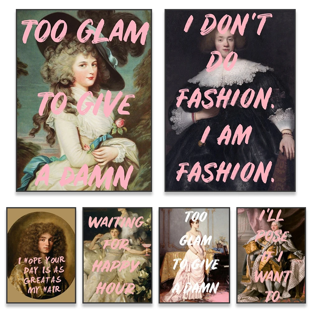 Vintage-Funny-Quote-Art-Poster-Portrait-Oil-Painting-Prints-Wall-Art-I ...