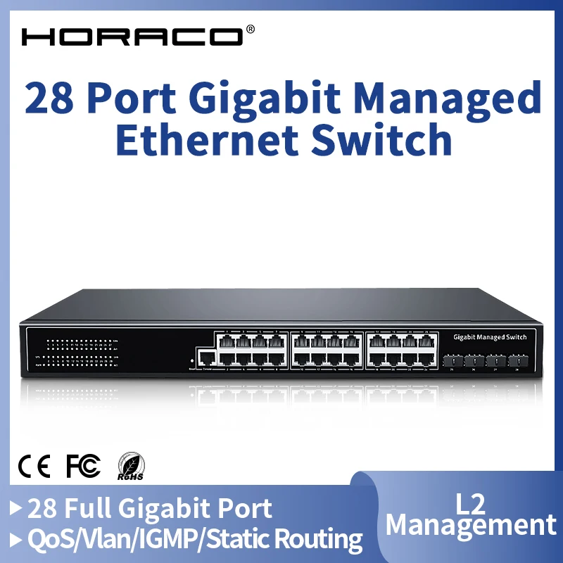 HORACO-28-Port-1000Mbps-Ethernet-Switch-L2-Managed-Gigabit-Network ...