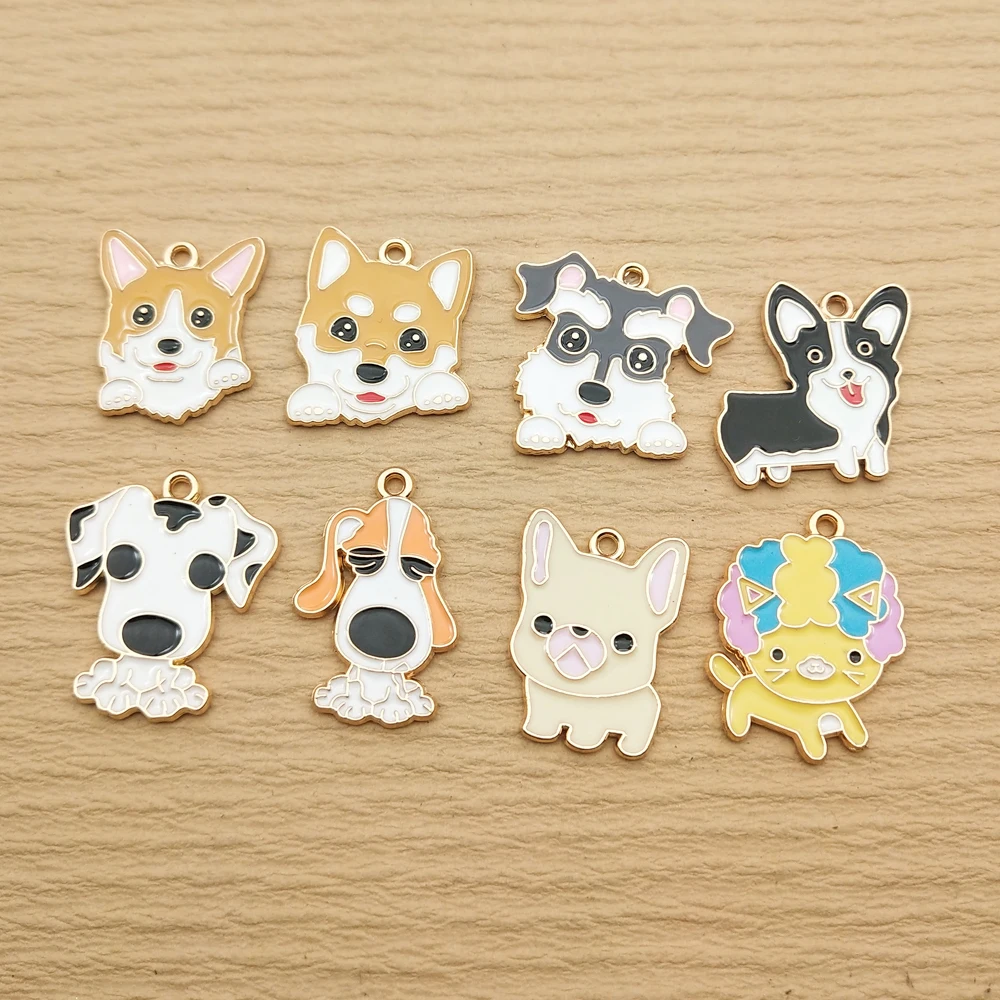 10pcs Dog Charm for Jewelry Making Enamel Pendant Diy Accessories Alloy ...