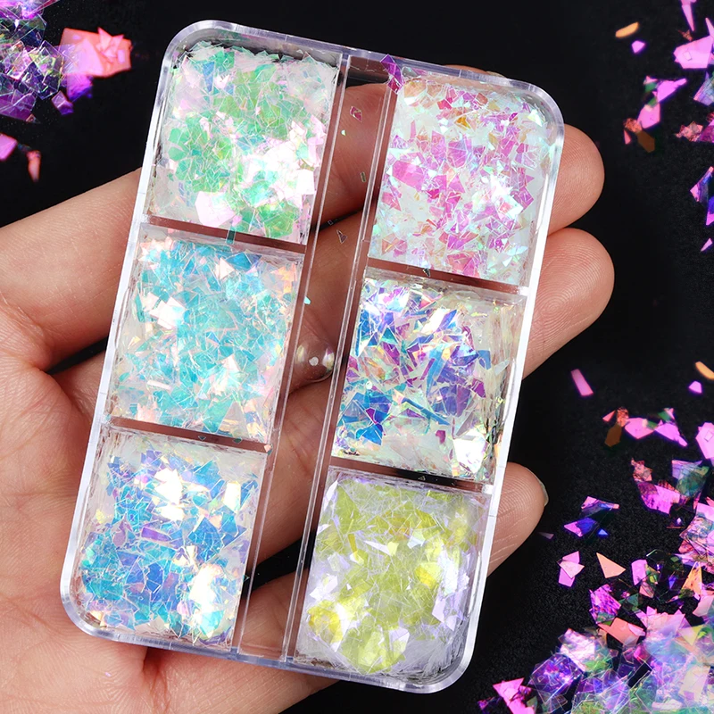 6-Grid-Irregular-Glitter-Sequins-UV-Resin-Hologram-Gradient-Flakes ...