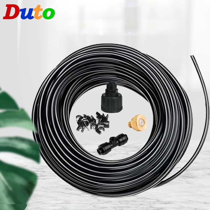 Misting Cooling System Outside Mister Hose（8M）26FT+6 Mist Nozzles 3/4 ...