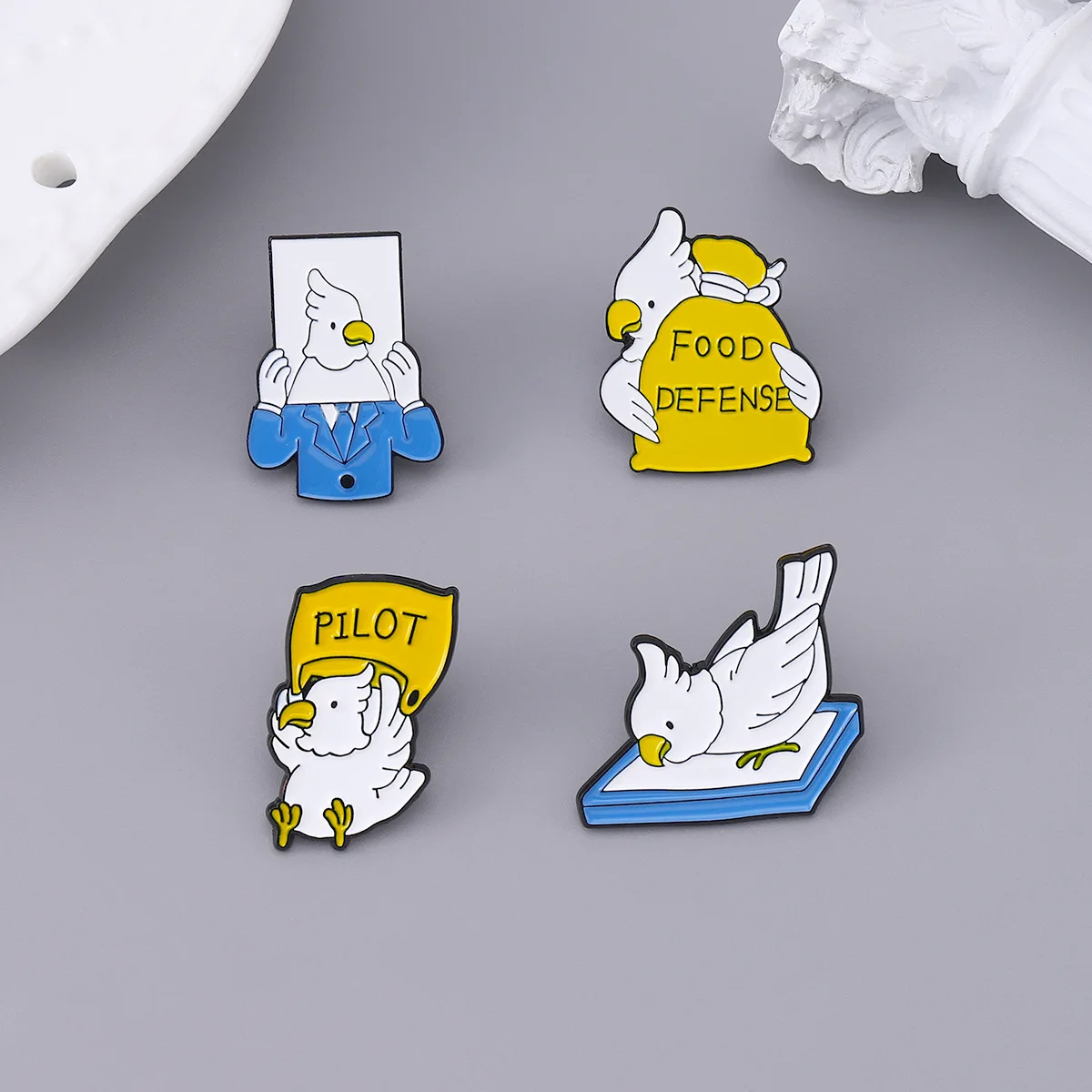 Cartoon-Parrot-Enamel-Pin-White-Bird-Brooch-Custom-Bag-Lapel-Shirt ...