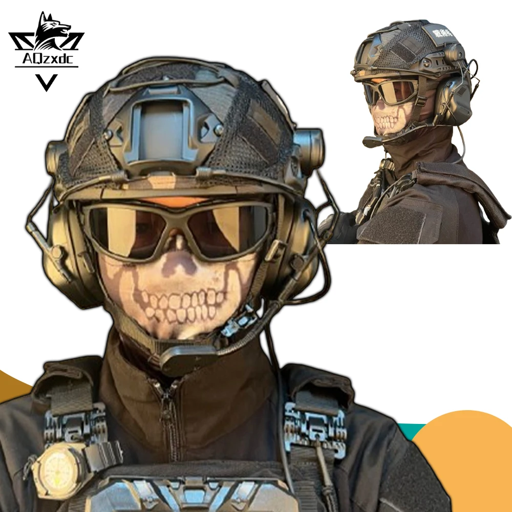 Tactical Airsoft Helmet Set Cod Ghost Helmet Skull Mask Protective Set ...