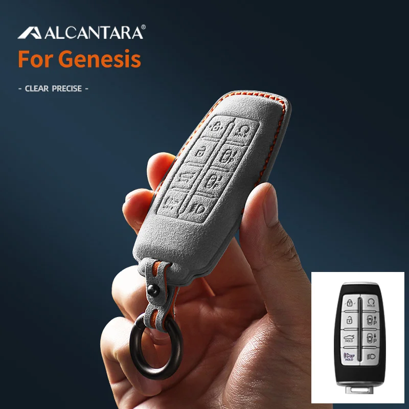 Alcantara Suede Car Key Case Cover Holder Shell For GENESIS G80 GV70 ...