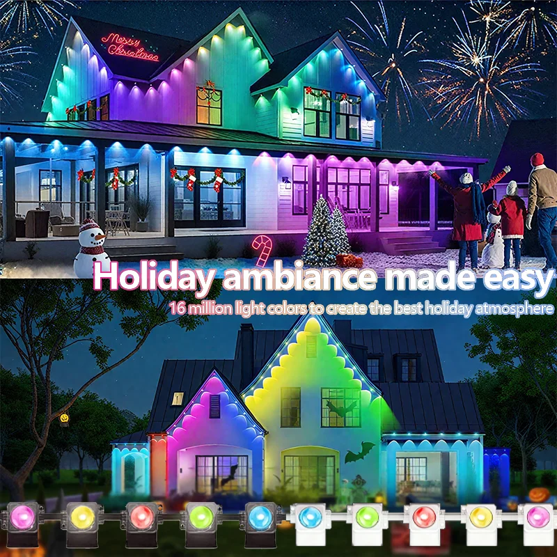 Year-Round DIY Christmas Lighting 90-Meter Smart Adjustable RGB Eave ...