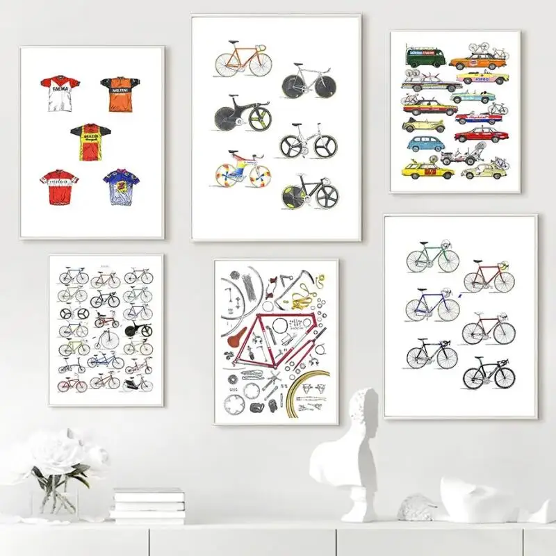 Track Road Bike Cycling Jersey Bicycles Wall Art Canvas Painting ...