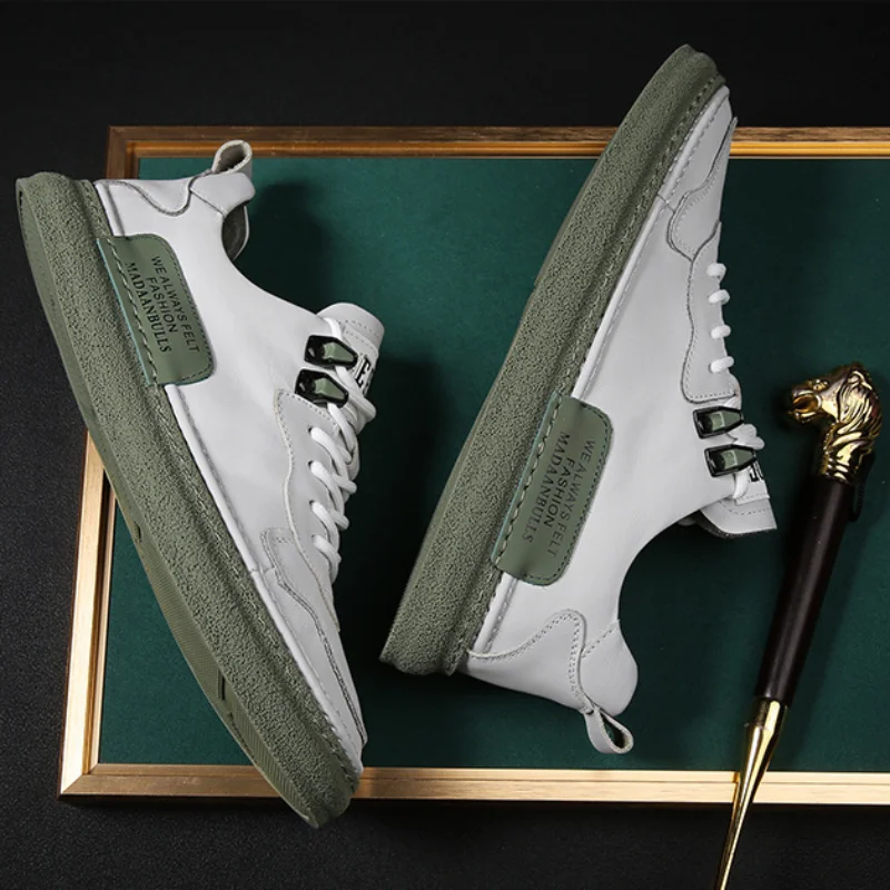 Beyaz-rahat-deri-ayakkab-erkekler-vulkanize-ayakkab-erkek-ayakkab-s-2023-yeni-Trend-kaykay ...