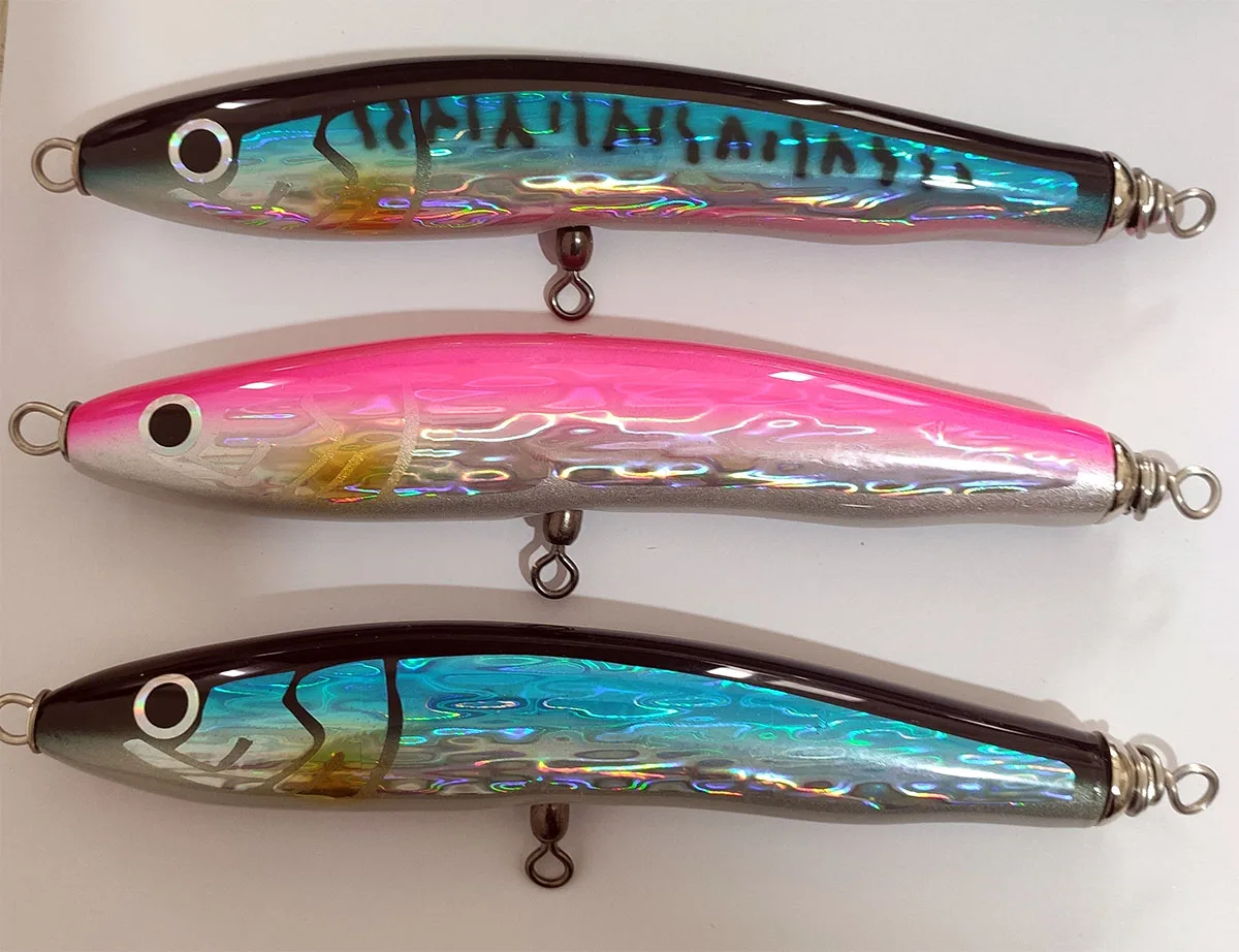 Blue fish Carpenter Wood Sinking Popper Stickbait Fishing Lure for ...