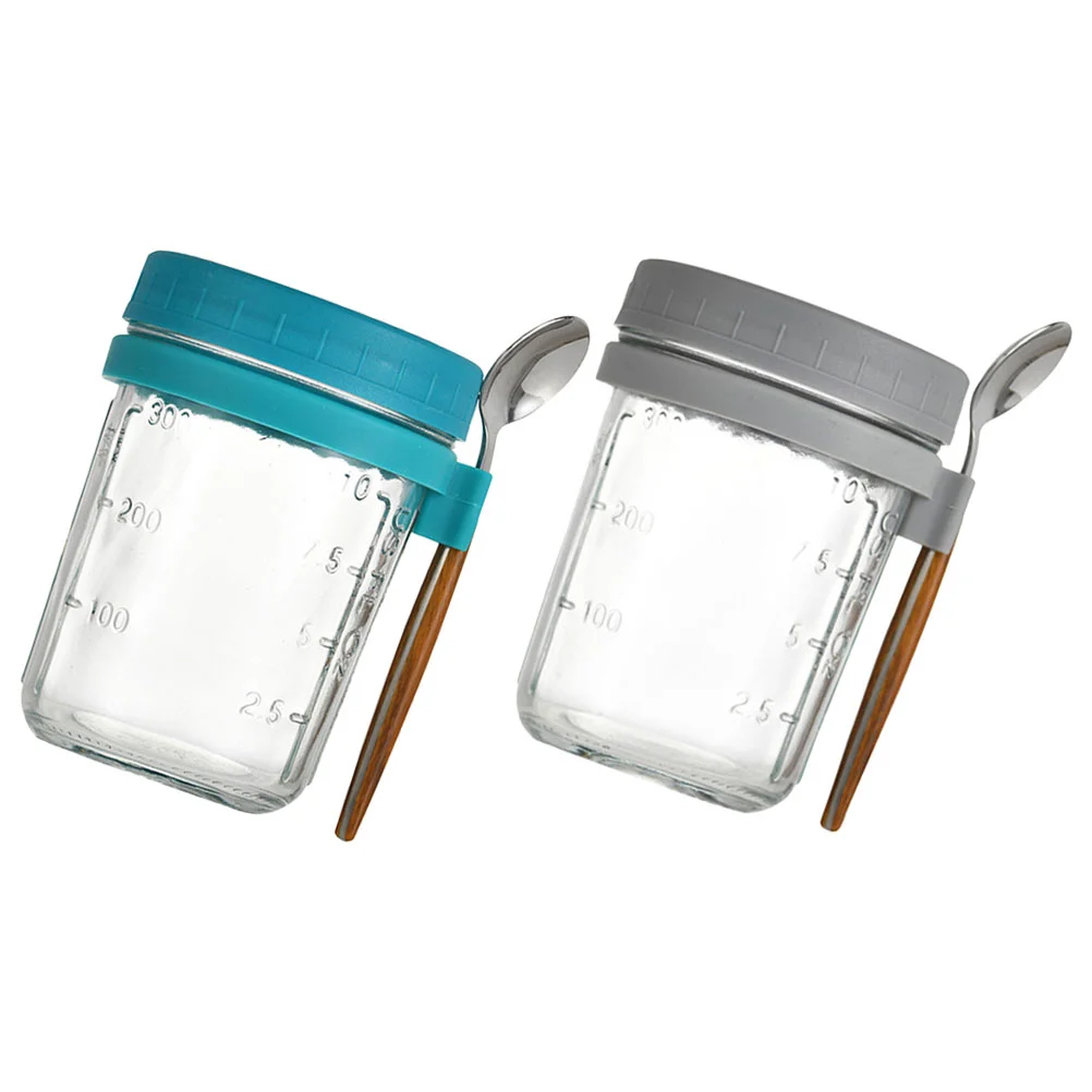 2-Sets-Food-Containers-with-Lids-Overnight-Oats-Cups-Breakfast-Mason ...