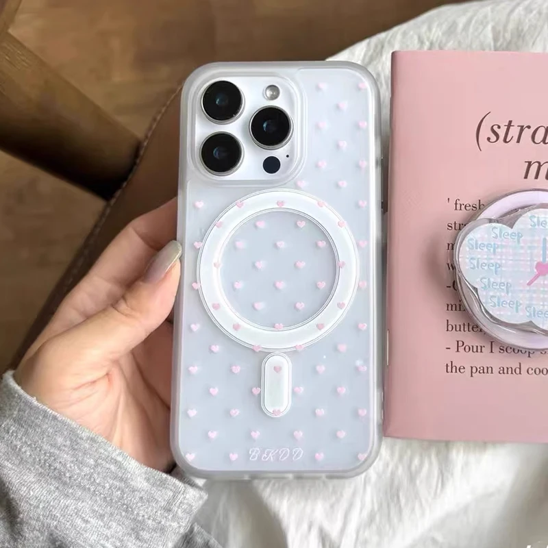 Ins Pink Full Screen Love Cartoon Cute For Magsafe Magnetic Phone Case ...