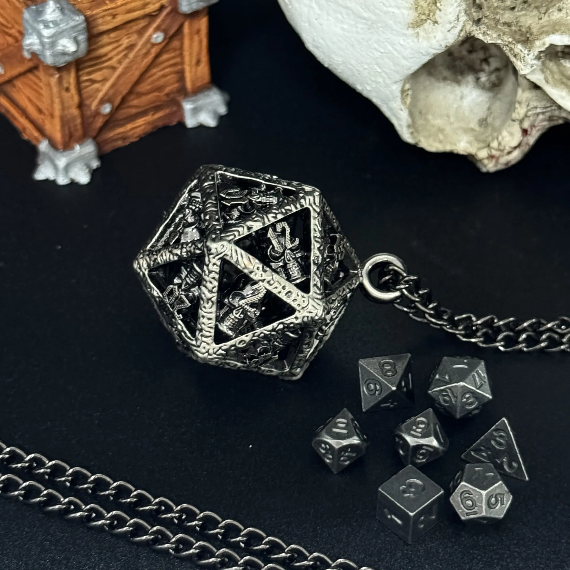 D20-Metal-Dice-Pendant-with-7pcs-Mini-6mm-metal-Dice-for-DND-games ...