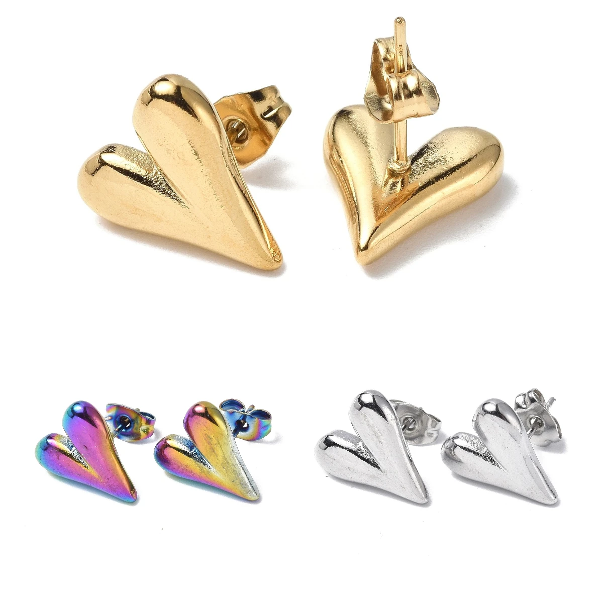 20pcs-304-Stainless-Steel-Heart-Stud-Earrings-for-Women-Girl-Wedding ...