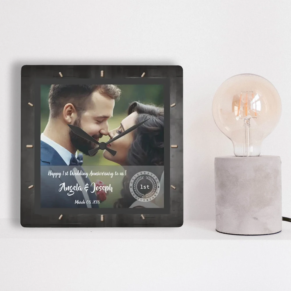 HORLOGE PENDULE,B--Cadre Photo personnalisé, horloge murale élégante ...