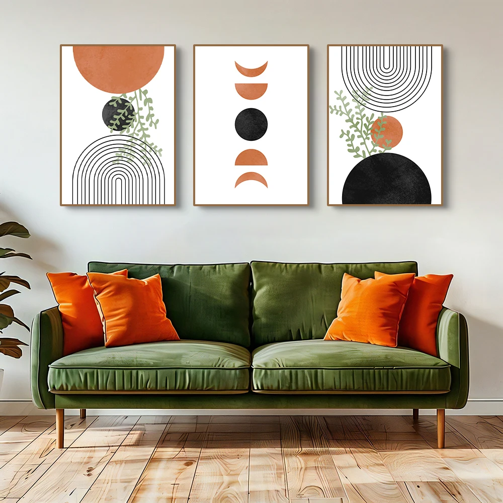 3PCS-Sets-Vintage-Boho-Geometry-Line-Leaf-Posters-Canvas-Painting ...