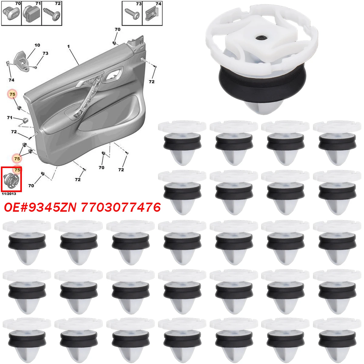 ドアカードトリム,ルノーメガーヌ2 3用クリップクリップ,samsung laguna Peugeot 208 308 508 citroen ...