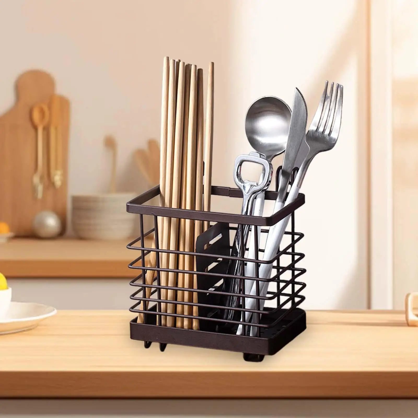 Chopsticks-Cage-Iron-Storage-Rack-Silverware-Cutlery-Rack-Home-Fork ...