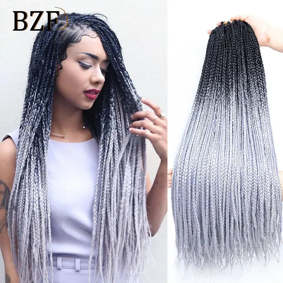 1B Grey Box Braiding Hair Synthetic Crochet Hair 18 24 inch 613 Blonde ...