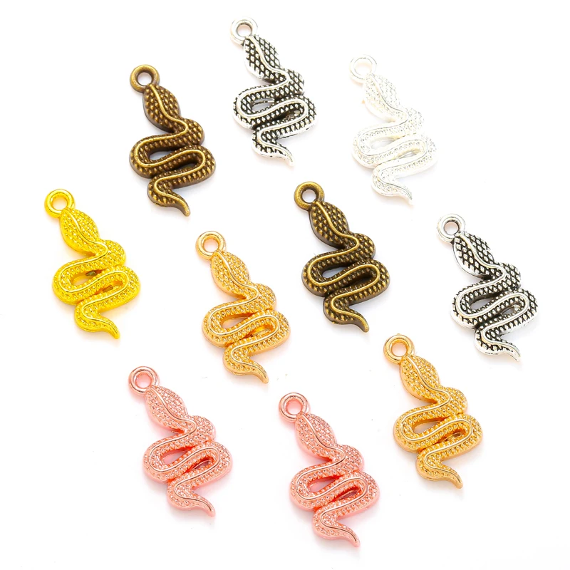 15pcs 6 Color snake Charms Alloy Metal animal Pendants For DIY Handmade ...