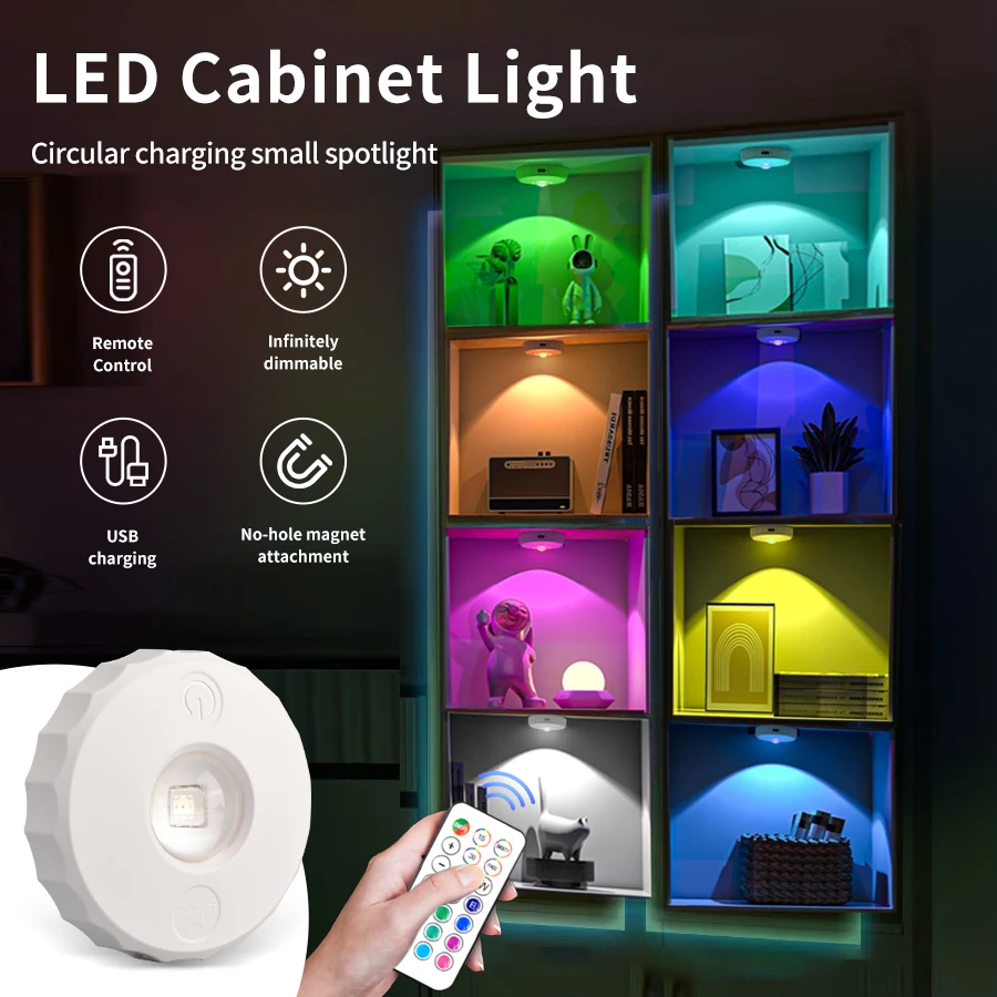 USB Rechargeable RGB LED Night Light With Remote Control Under Cabinet ...