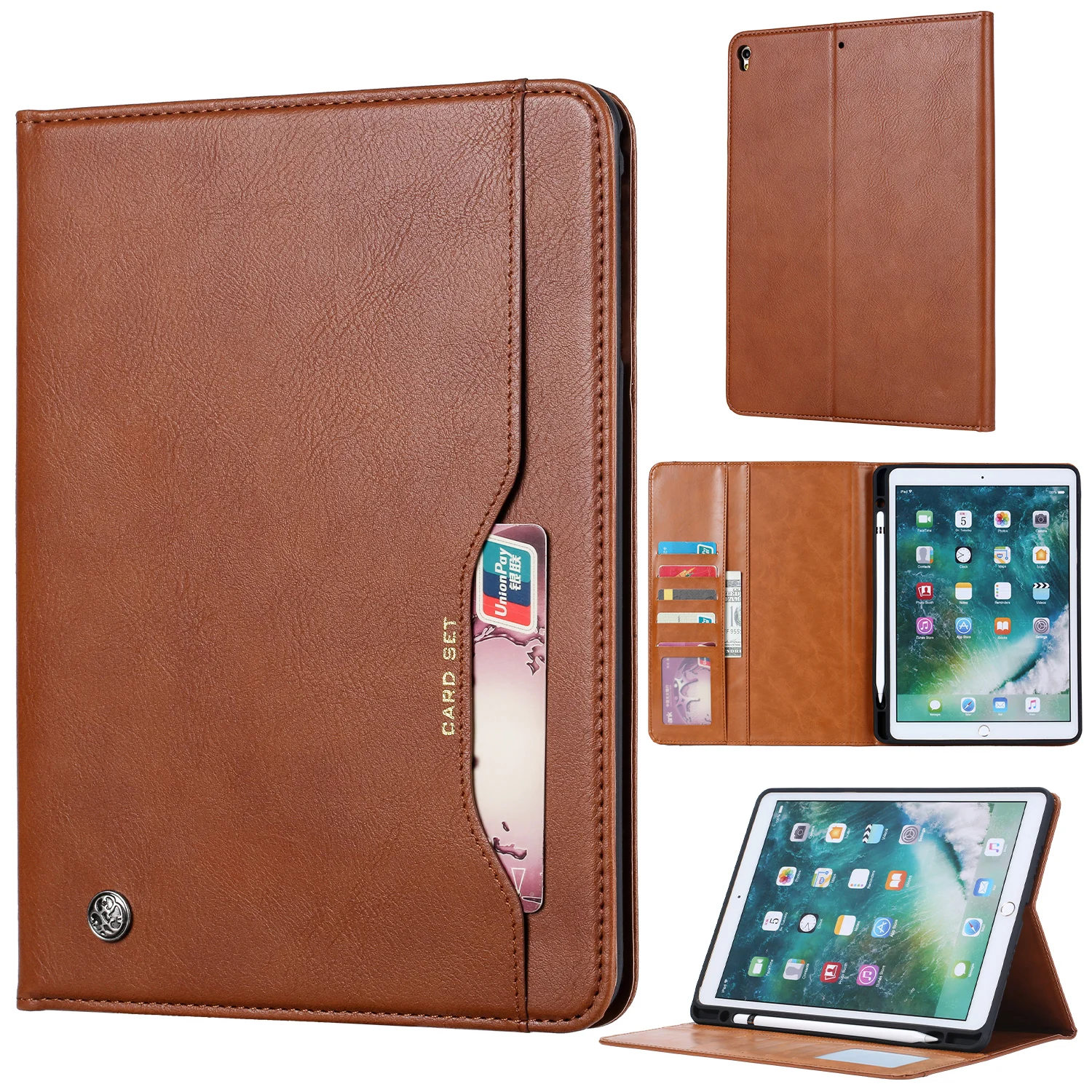 Leather Flip Case for iPad 10.2 7th 8th 2019 2020 Air 2 3 4 4th Pro 9.7 ...