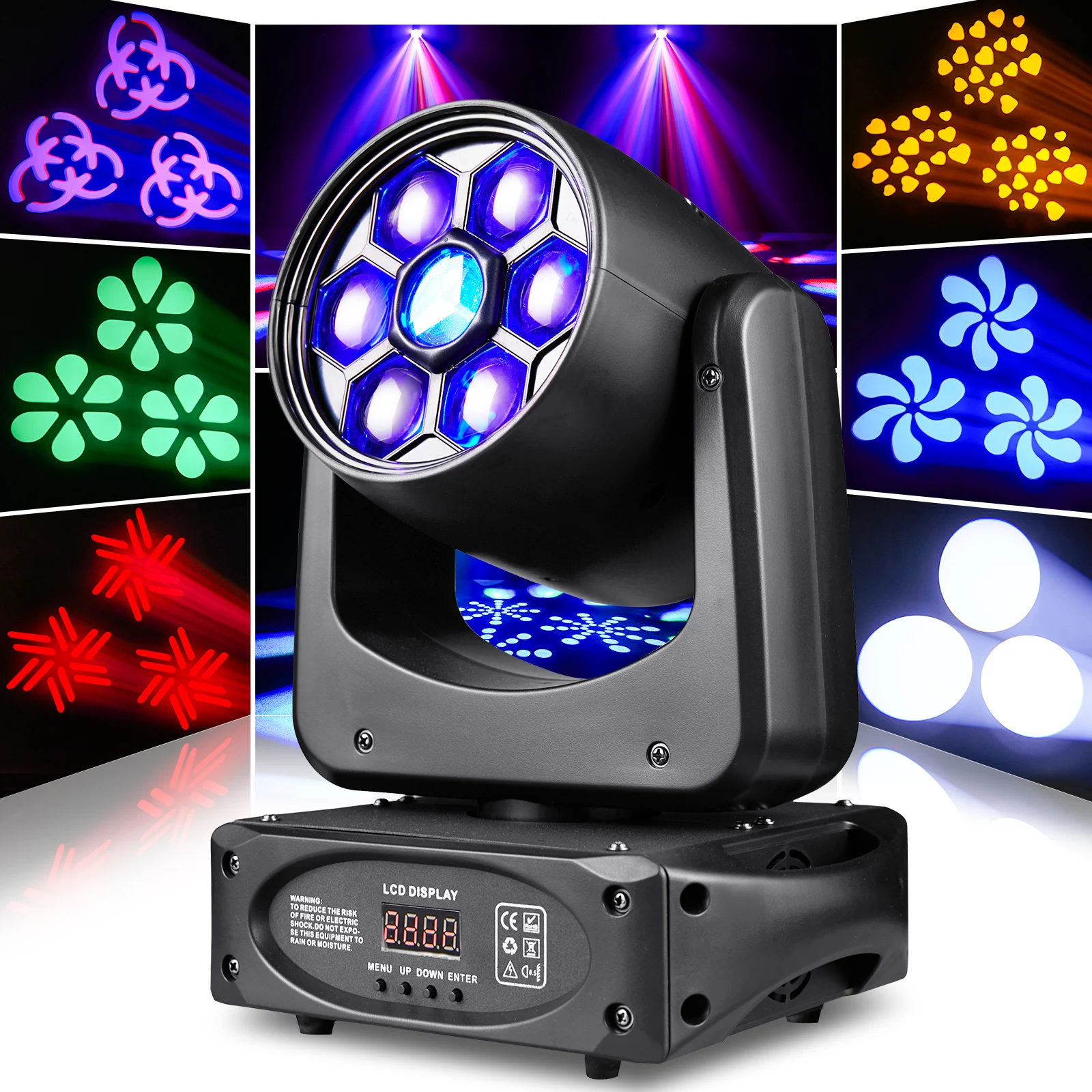 150W-New-Bee-Eye-Beam-Spot-Pattern-Gobo-RGBW-LED-3-Prism-Strobe-Moving ...