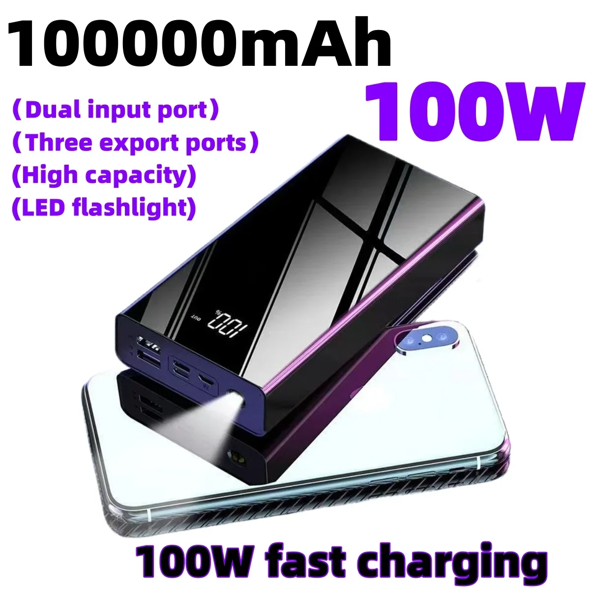100-brand-new-genuine-fast-charging-100000mAh-power-bank-large-capacity-mobile-power-supply ...
