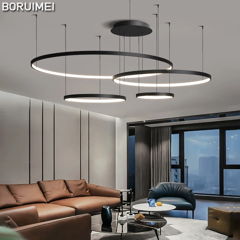 2021 New Aluminum Rings Pendant Light Balck/White/Golden Color Lamp For ...
