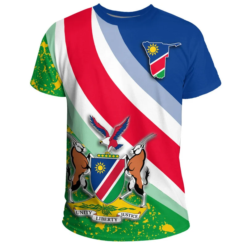 Namibia Coat Of Arms 3D Print T Shirt The Republic-of Namibia Flag ...