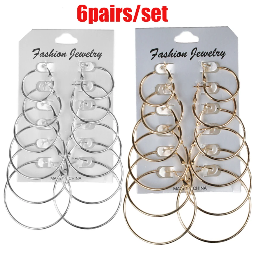 Earrings Women Circle Earring | 6 Pair Circle Earrings Set | Circle ...