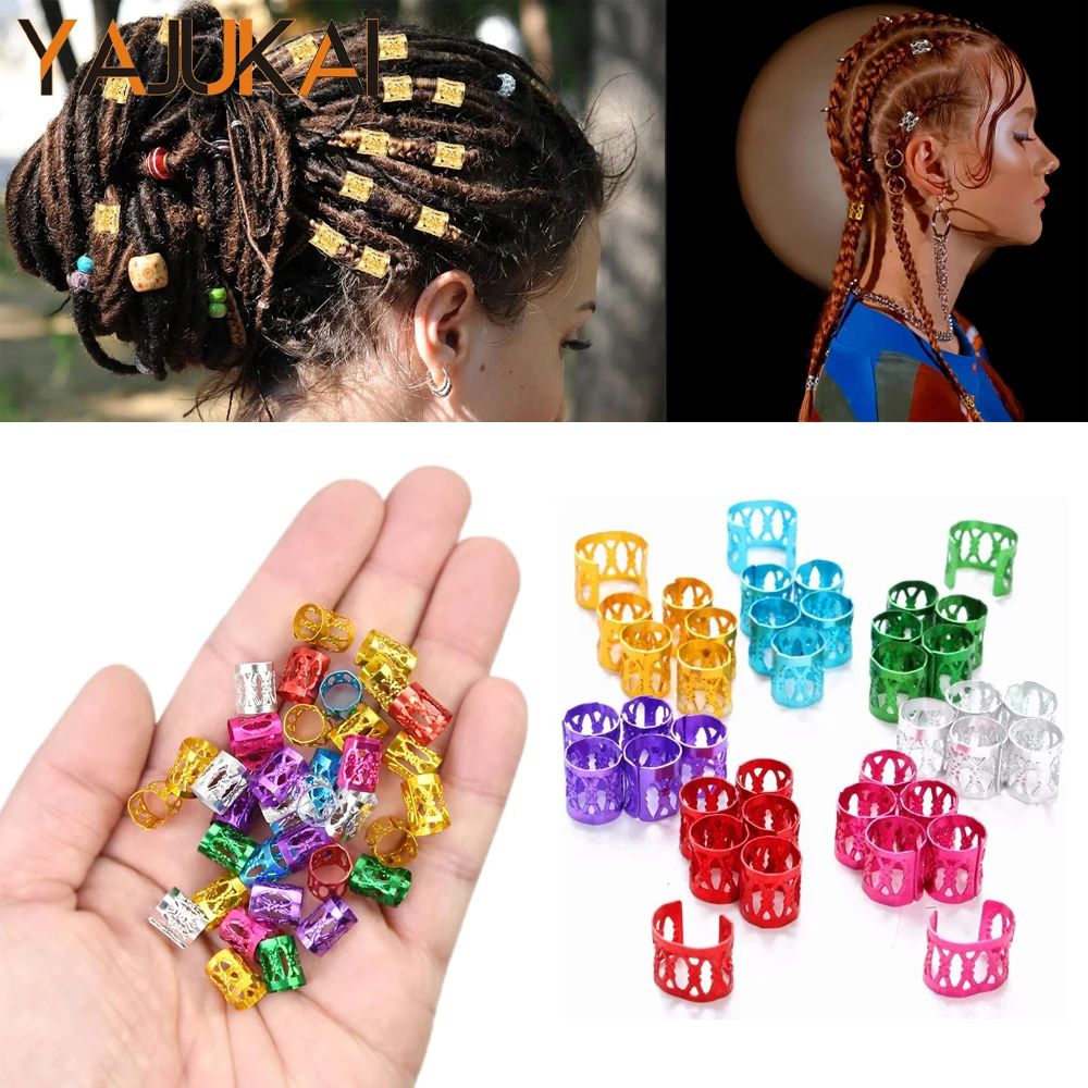 50Pcs Hollow Out Hair Ring Accessories,Beads For Women Girls Diy Hair ...
