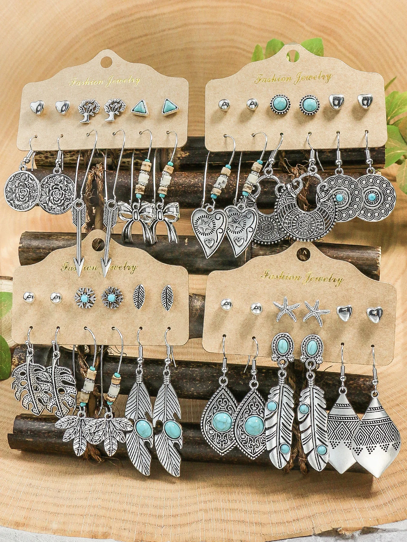 Pendientes-tnicos-Vintage-de-Color-plateado-para-mujer-aretes-geom ...