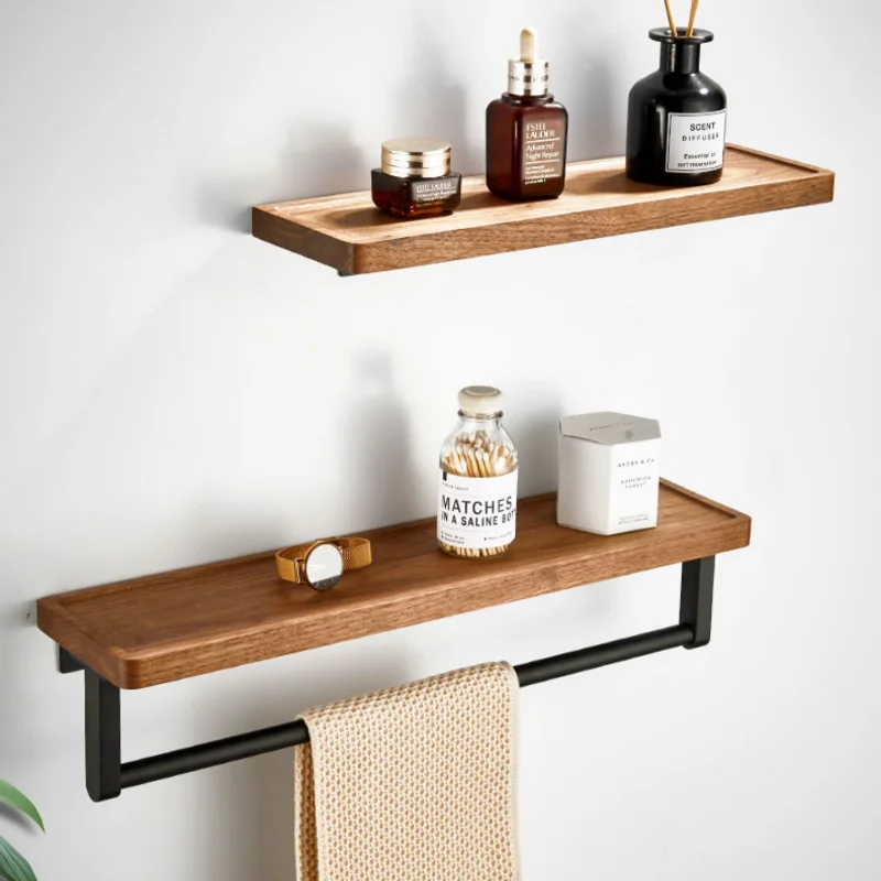 Bathroom-Walnut-Rack-Wall-Hanging-Storage-Shelf-Wood-Storage-Shelf ...