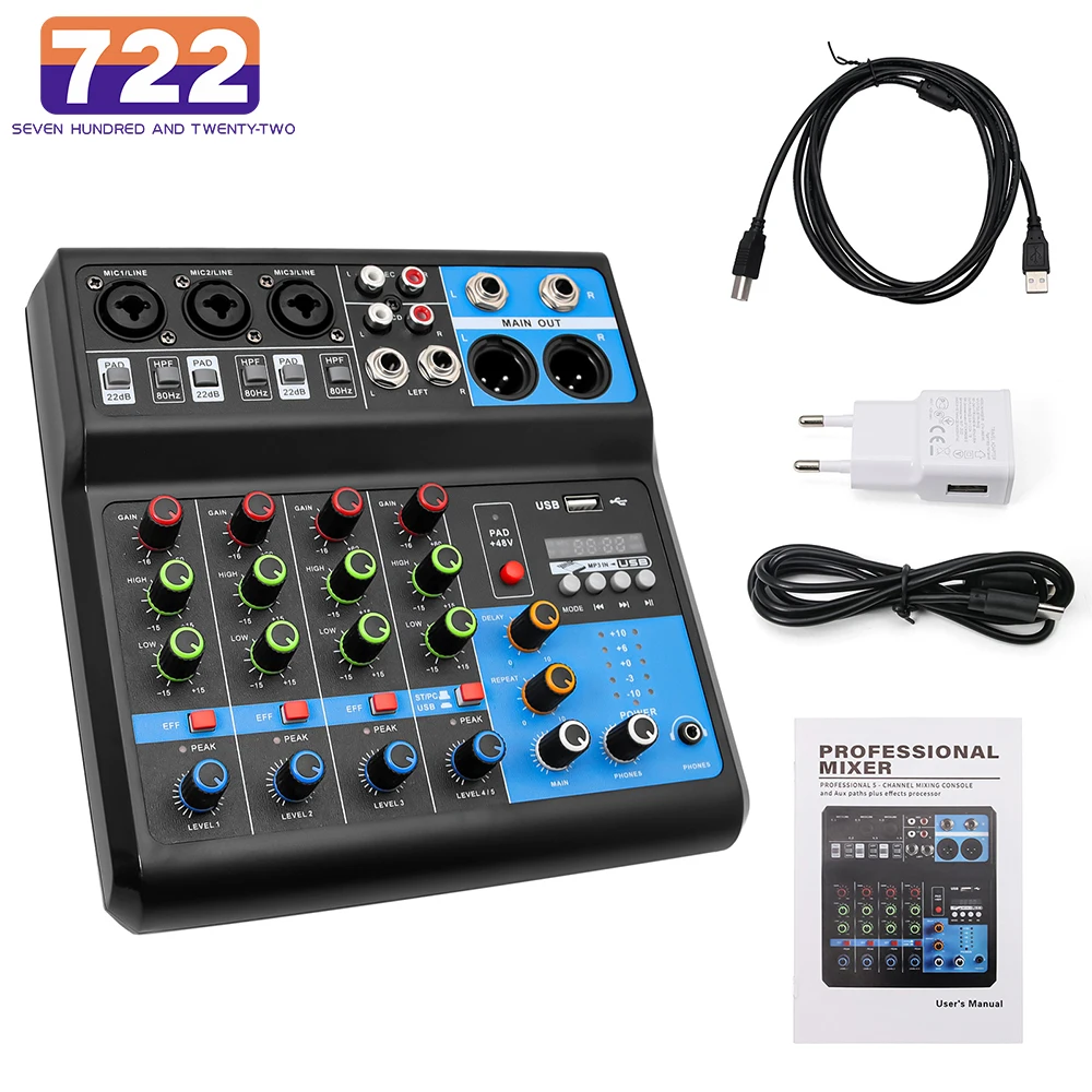 F-5A-Audio-Mixer-5-channel-Sound-Table-Professional-Mixer-Computer ...