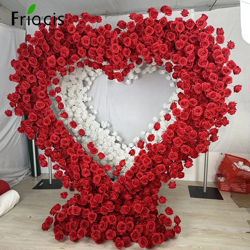 Luxury-5D-Red-White-Floral-Arrangement-Heart-Shaped-Frame-Wedding ...