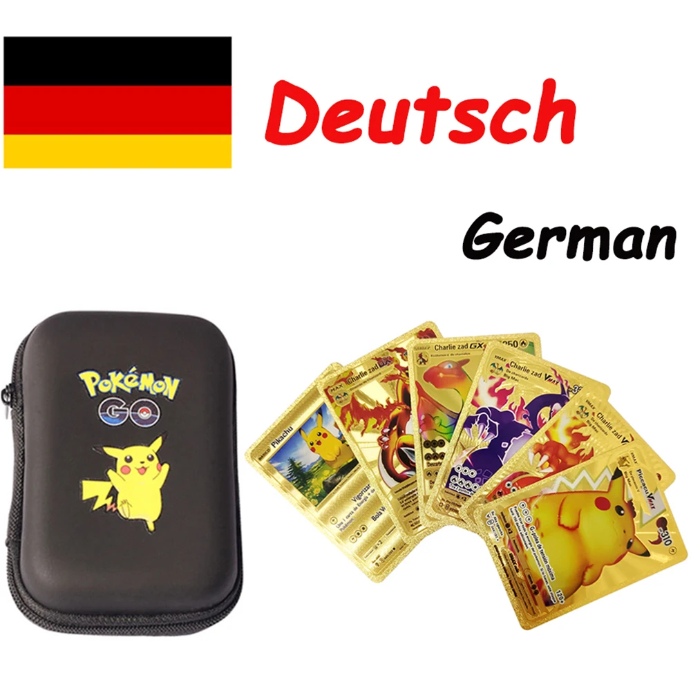 Pokemon-Cards-Metal-Gold-Vmax-GX-Vstar-German-Card-Charizard-Pikachu ...