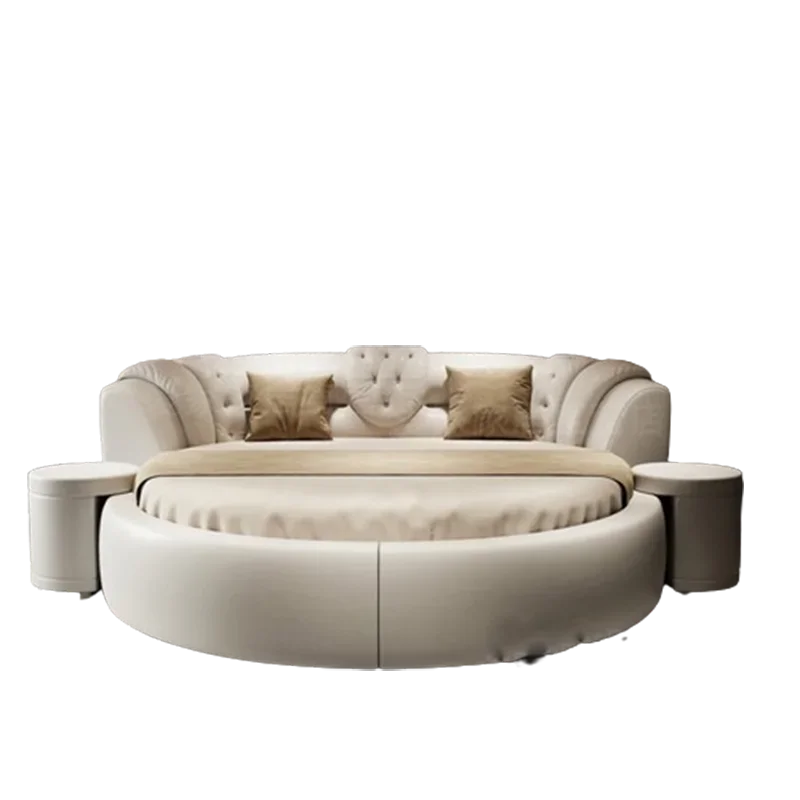 European-Style-Large-Double-Bed-Round-Modern-Minimalist-Princess-Double ...