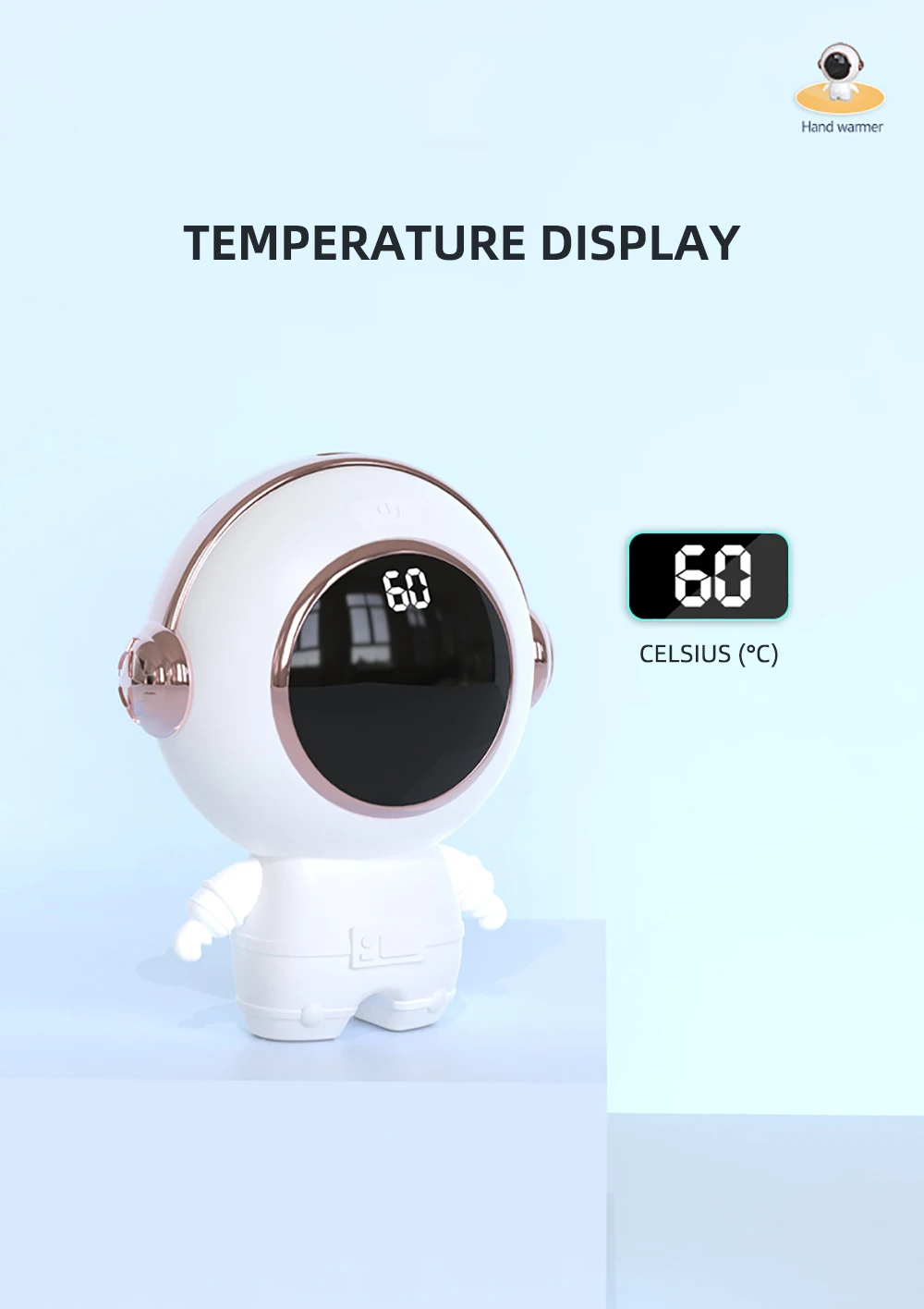 Astronaut Style Hand Warmers Rechargeable Cute USB Electronic Heater 2 ...