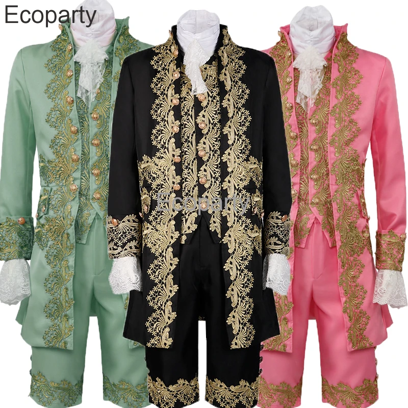 Men's Medieval King Prince Costume Rococo Style Luxury Embroidery ...