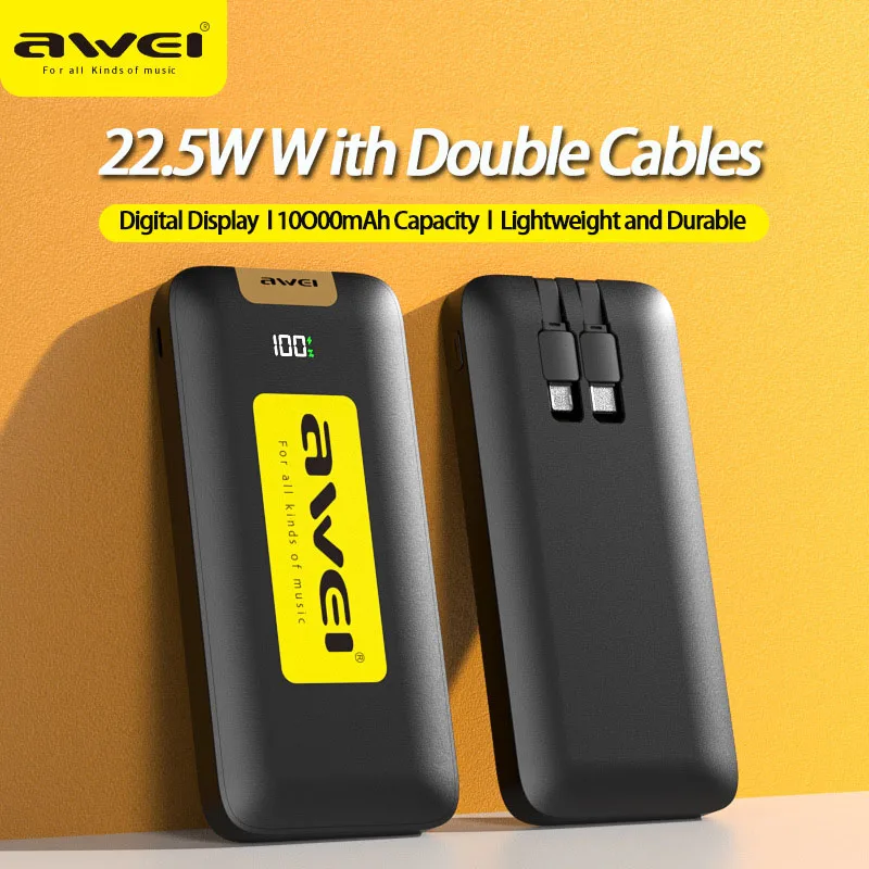 Awei-P166K-Power-Bank-10000mAh-PD-22-5W-Fast-External-Battery-Charger ...
