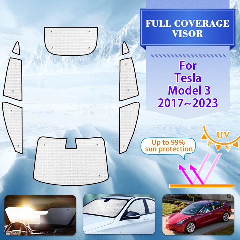 Car-Full-Anti-UV-Sun-Visors-For-Tesla-Model-3-2022-Accessories-2017 ...